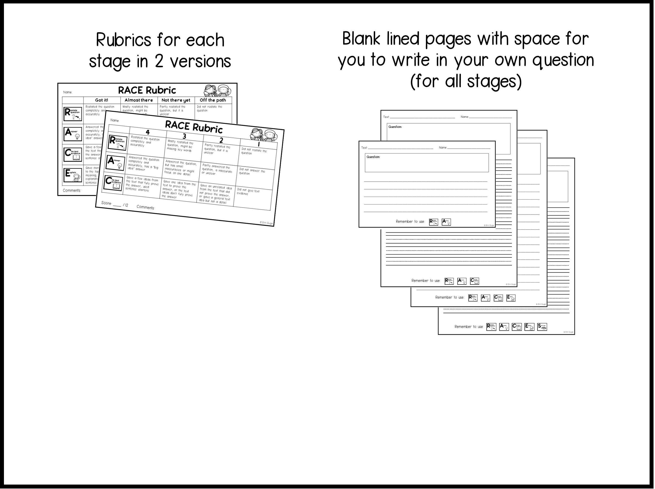 RACE Writing Strategy for Text Dependent Questions 2nd-3rd Grade - Etsy