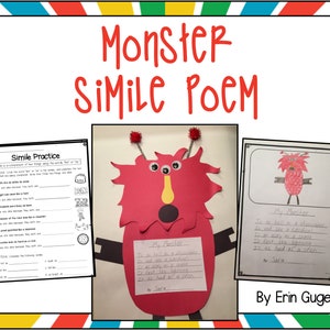 Poetry Writing: Monster Simile Poem - Lesson Plans and Printables - Etsy