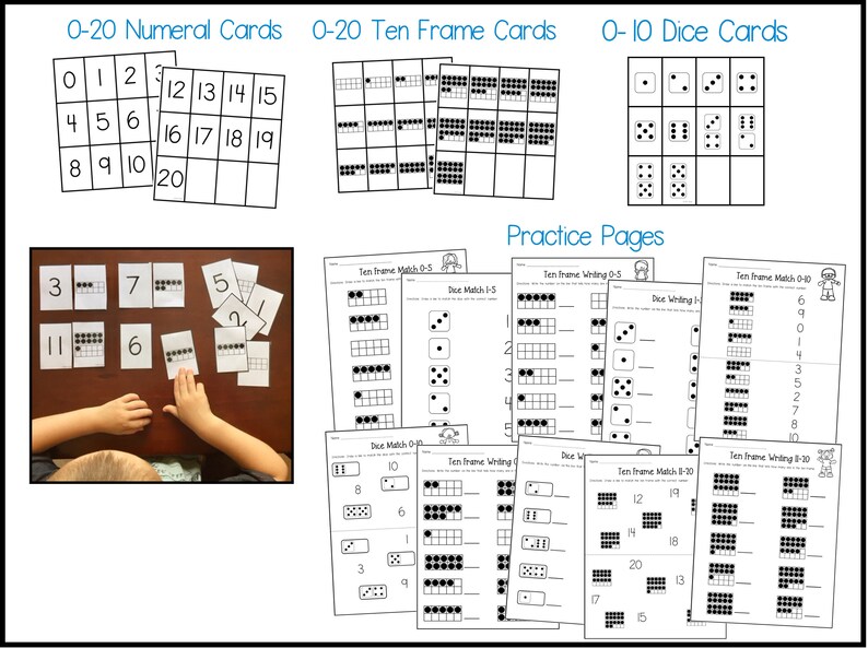 0-20 Number and Ten Frame Posters, Cards, and Practice Pages - Etsy