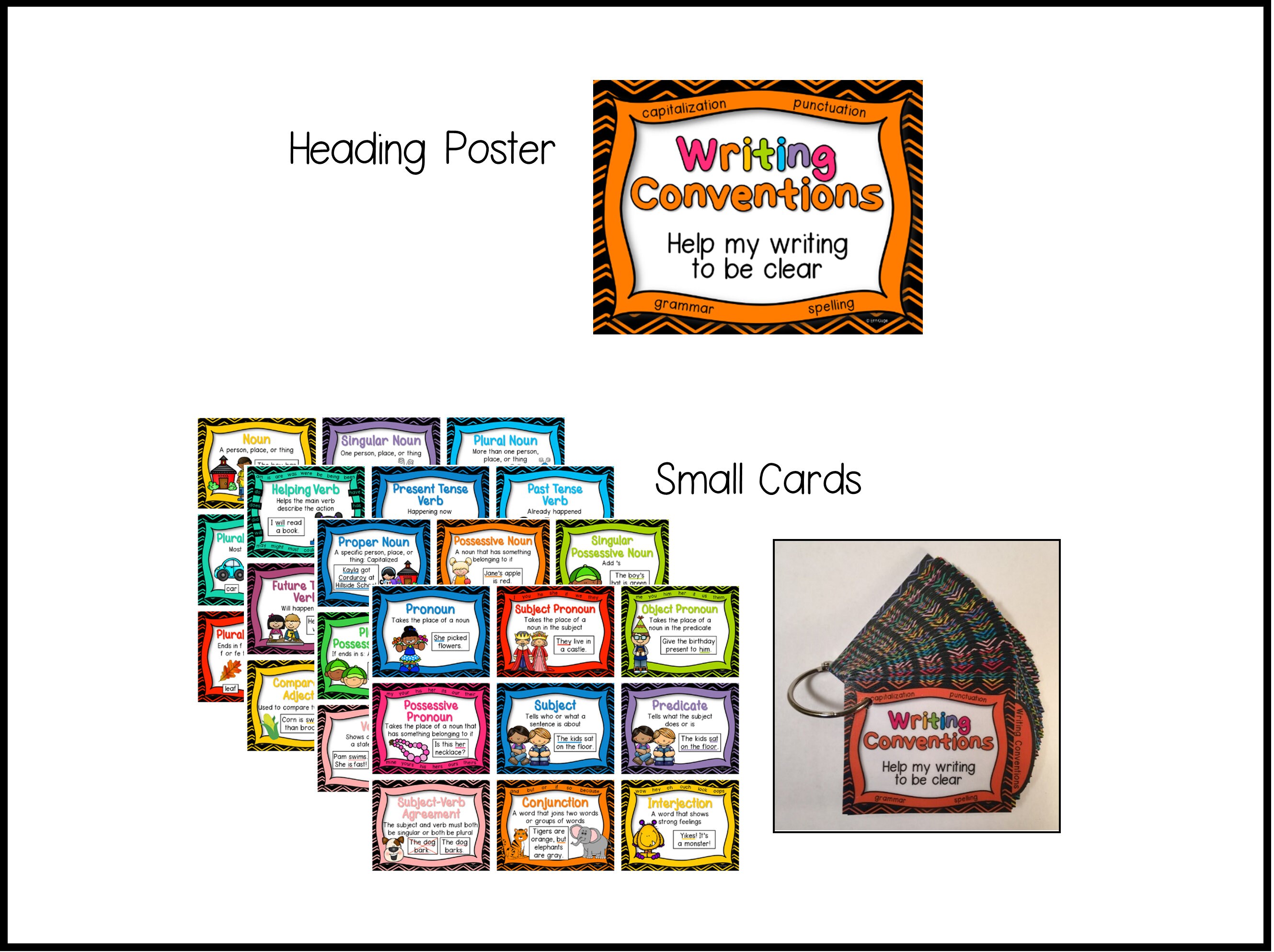 Writing Posters Bundle: Writing Conventions (grammar, Capitalization ...