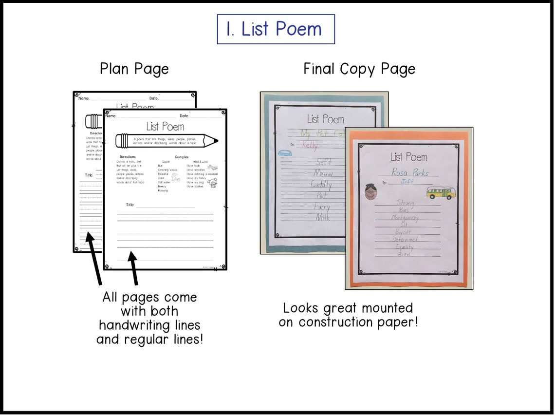 Poetry Writing: 3 Kinds of List Poems - Etsy