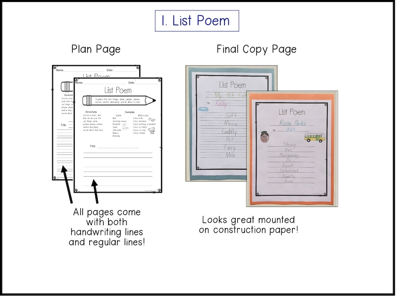 Poetry Writing: 3 Kinds of List Poems - Etsy