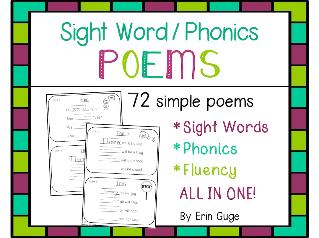 Poems for Sight Words, Phonics, and Fluency - Etsy