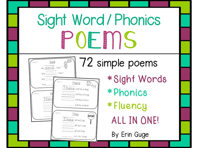 Poems for Sight Words, Phonics, and Fluency - Etsy