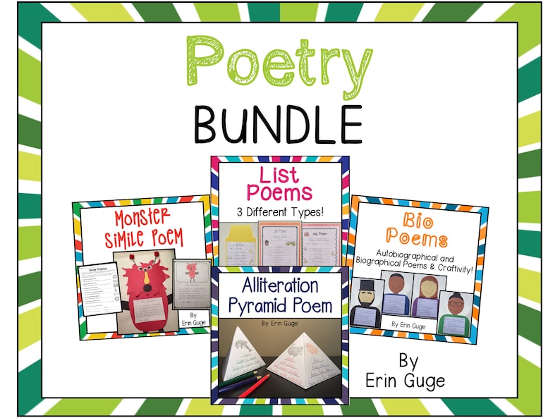 Poetry Bundle: Alliteration, Simile, Bio, List Poems - Etsy