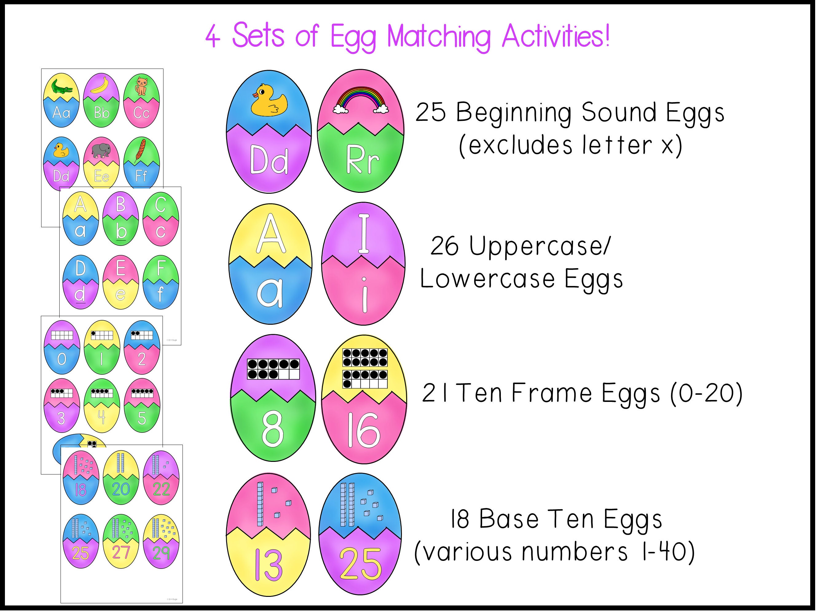Preschool & Kindergarten Easter Activities: Beginning Sounds, Uppercase ...