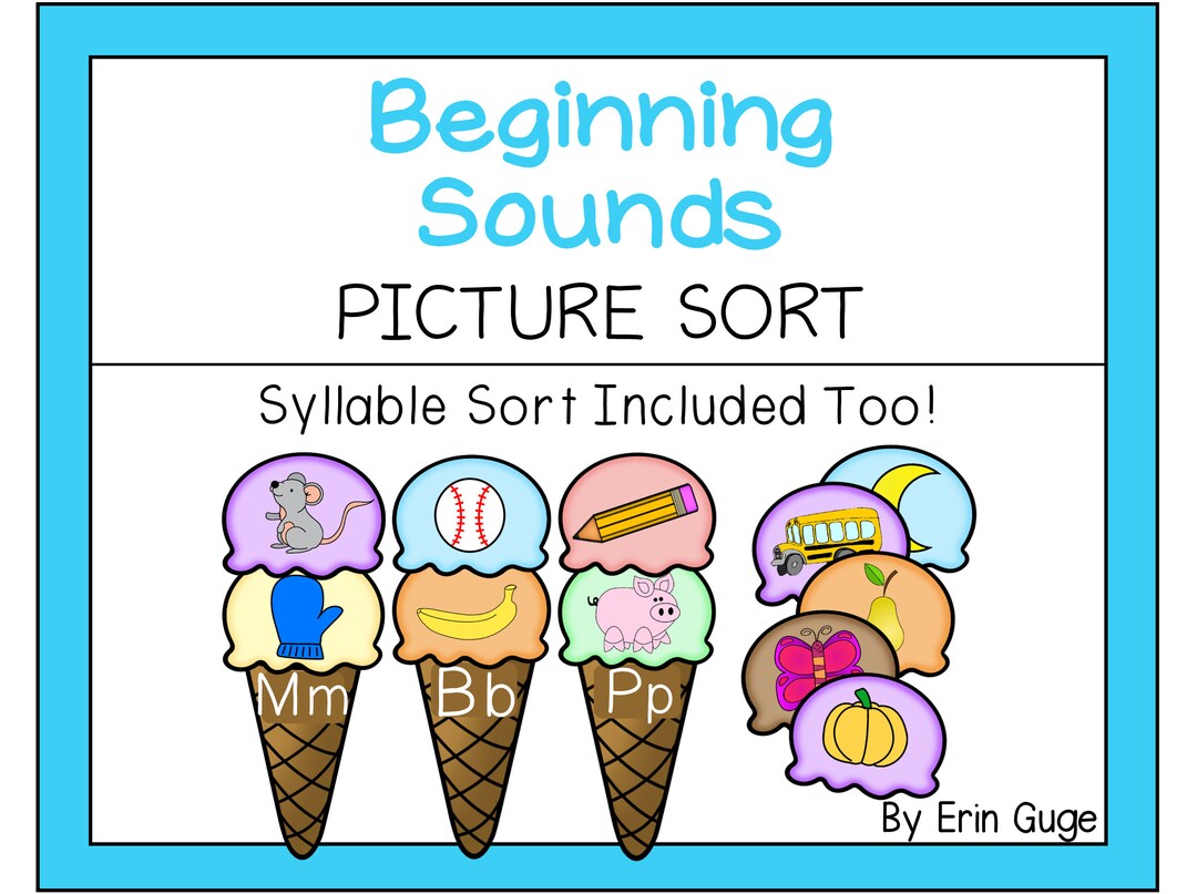 Phonemic Awareness: Beginning Sounds Pictures Sort and Syllable Picture ...