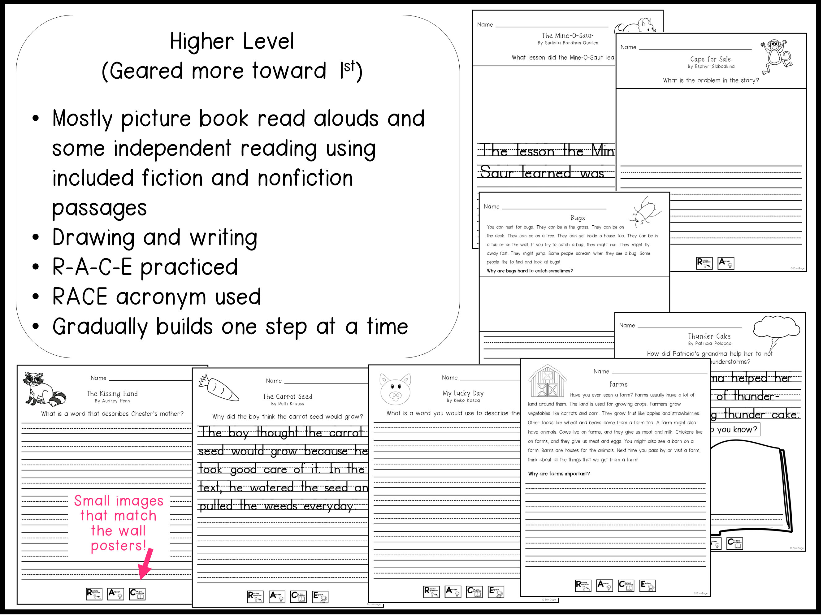 RACE Writing Strategy for Text Dependent Questions K-1st Grade - Etsy