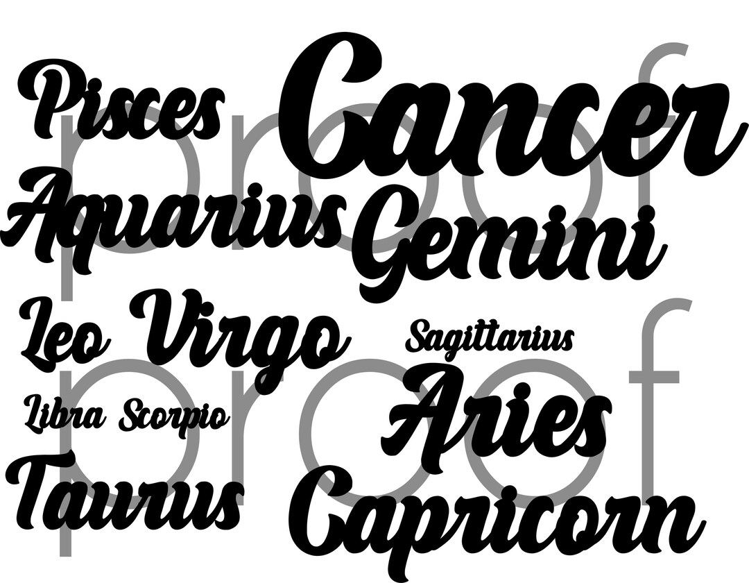 Zodiac Names SVG - Etsy
