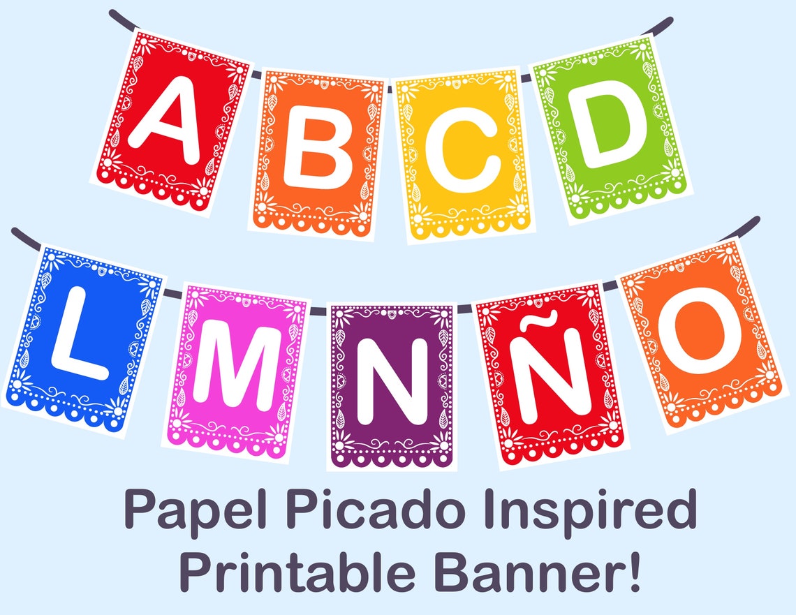 Spanish Alphabet Banner/poster, Printable Banner, Rainbow Banner ...