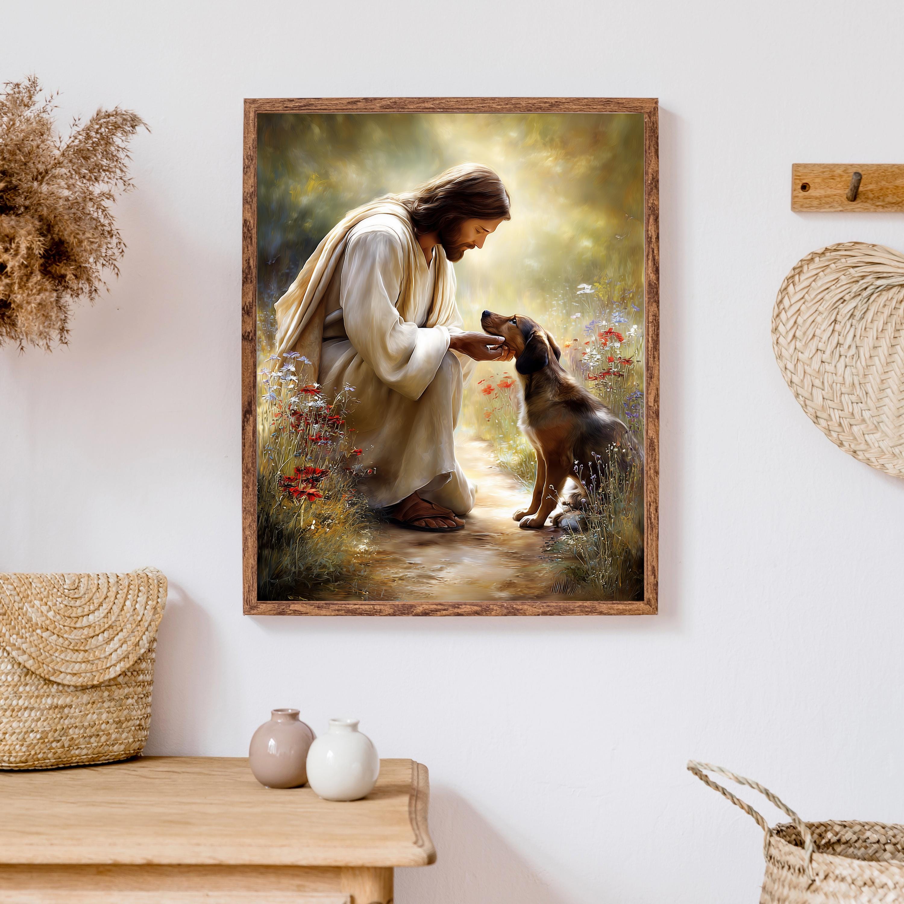 CUSTOM - Jesus With Dog Art Print: Christian Pet Memorial (digital ...