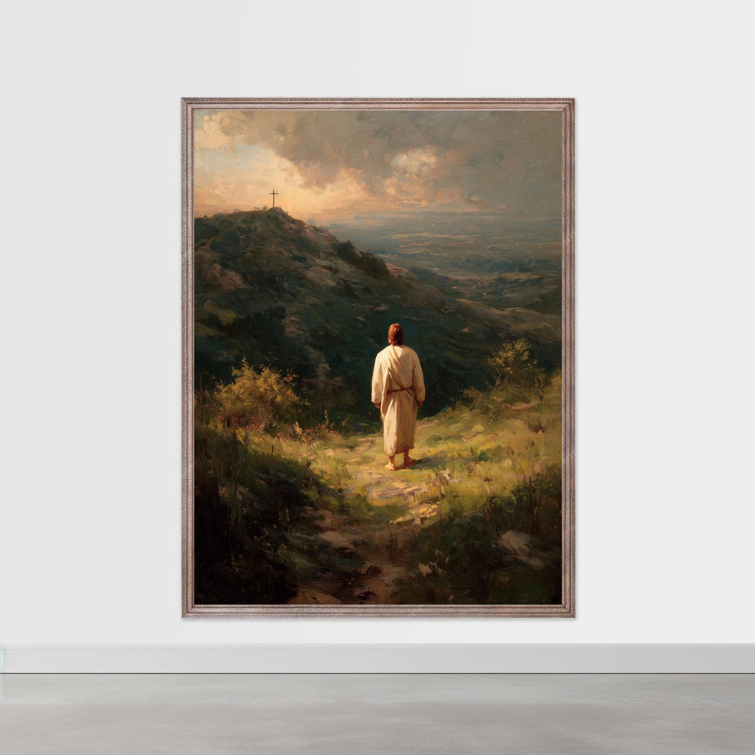 Jesus Walking to Cross Art Print: Spiritual Easter Home Decor (digital ...