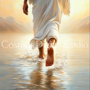 Miracle Step - Jesus Walking on Water Printable Art, Christian Wall ...
