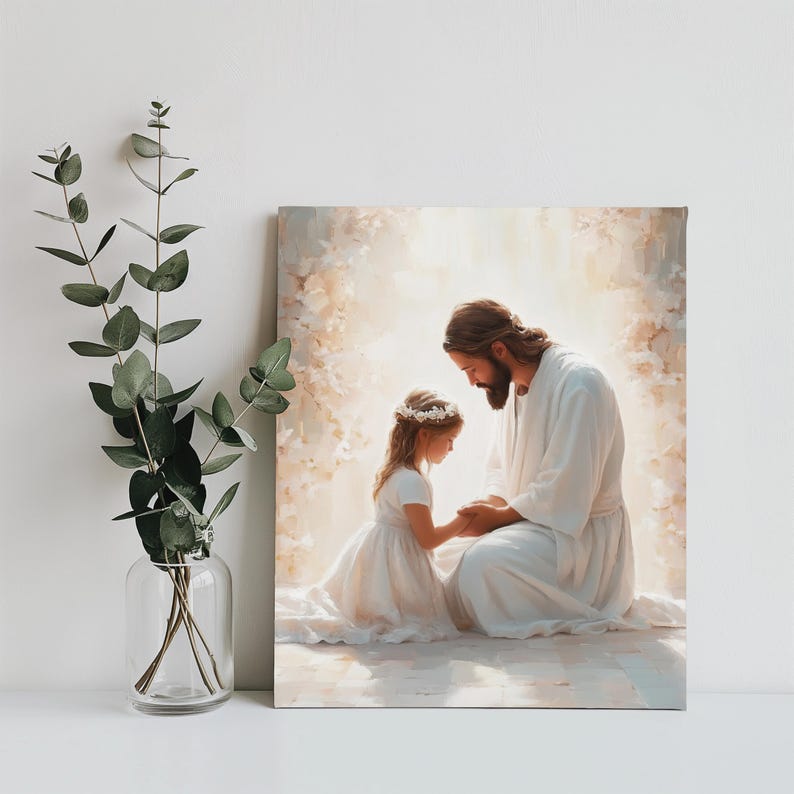 Jesus and Little Girl Praying - Modern Christian Art, LDS Painting ...
