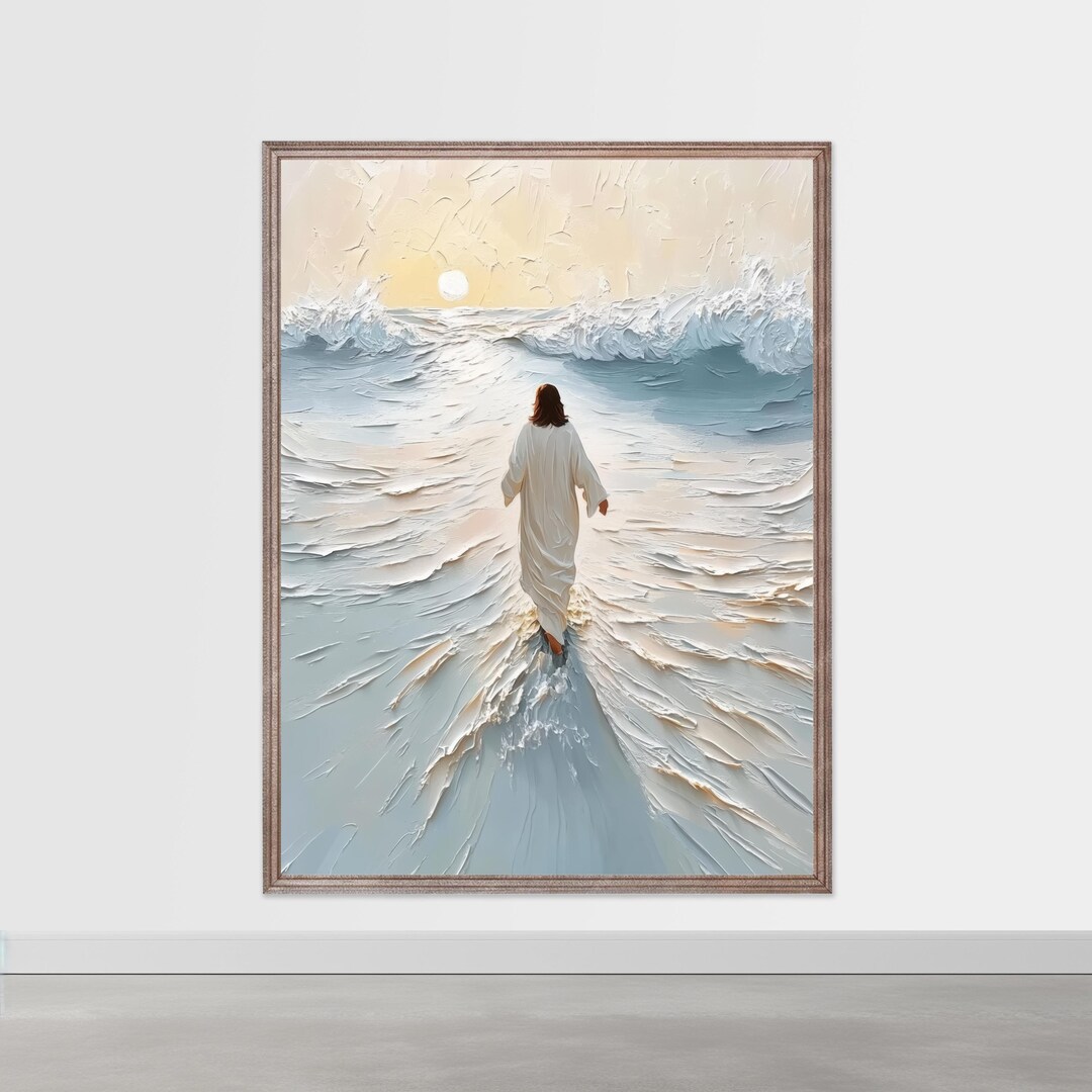 Jesus Walking on Water Printable Art, Christian Wall Decor, Bible ...