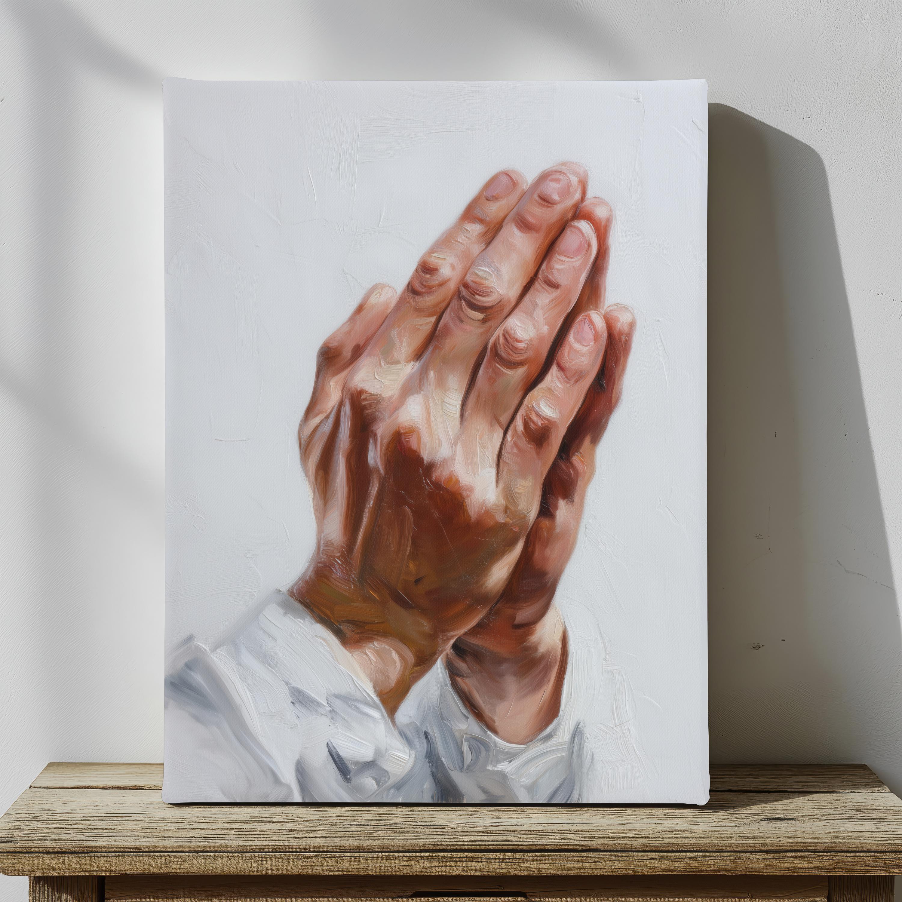 Praying Hands Wall Art – Christian Printable, Oil Painting Style Prayer ...