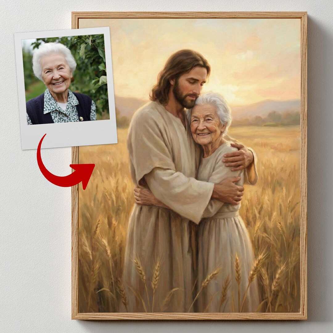 Custom Jesus Embrace Portrait | Memorial Christian Art (digital ...