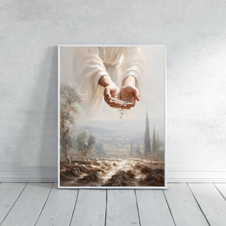 Jesus Sowing Seeds Art: Christian Printable Wall Decor (digital ...