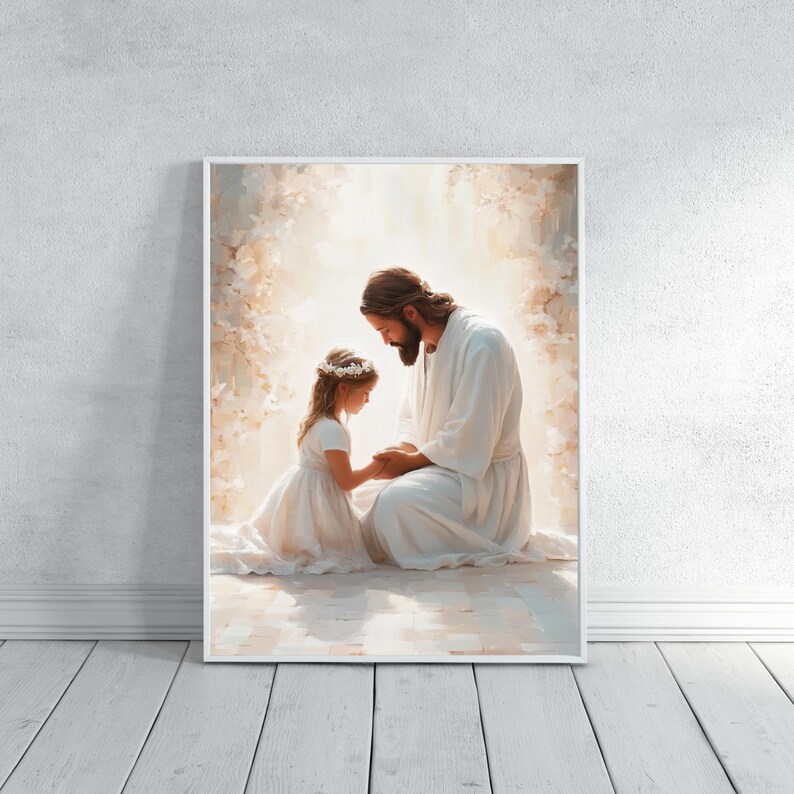 Jesus and Little Girl Praying - Modern Christian Art, LDS Painting ...