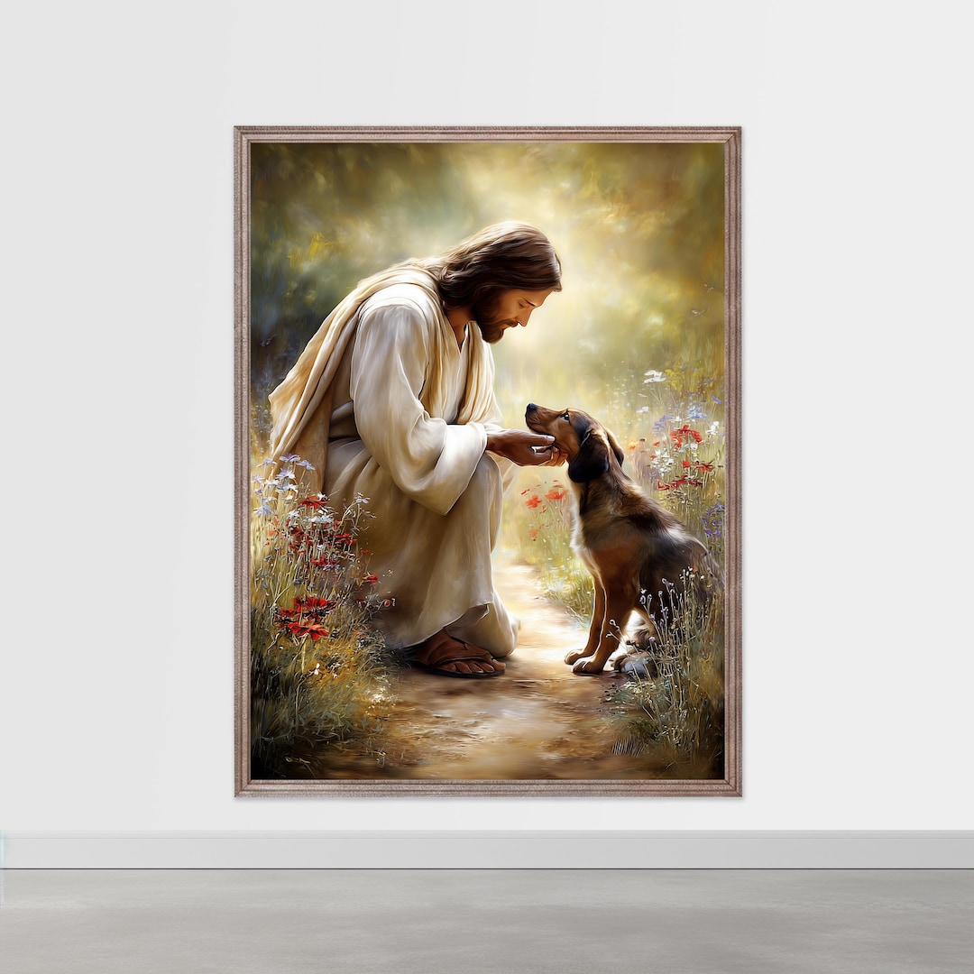 Jesus With Dog Art Print: Christian Pet Memorial (digital Download) - Etsy