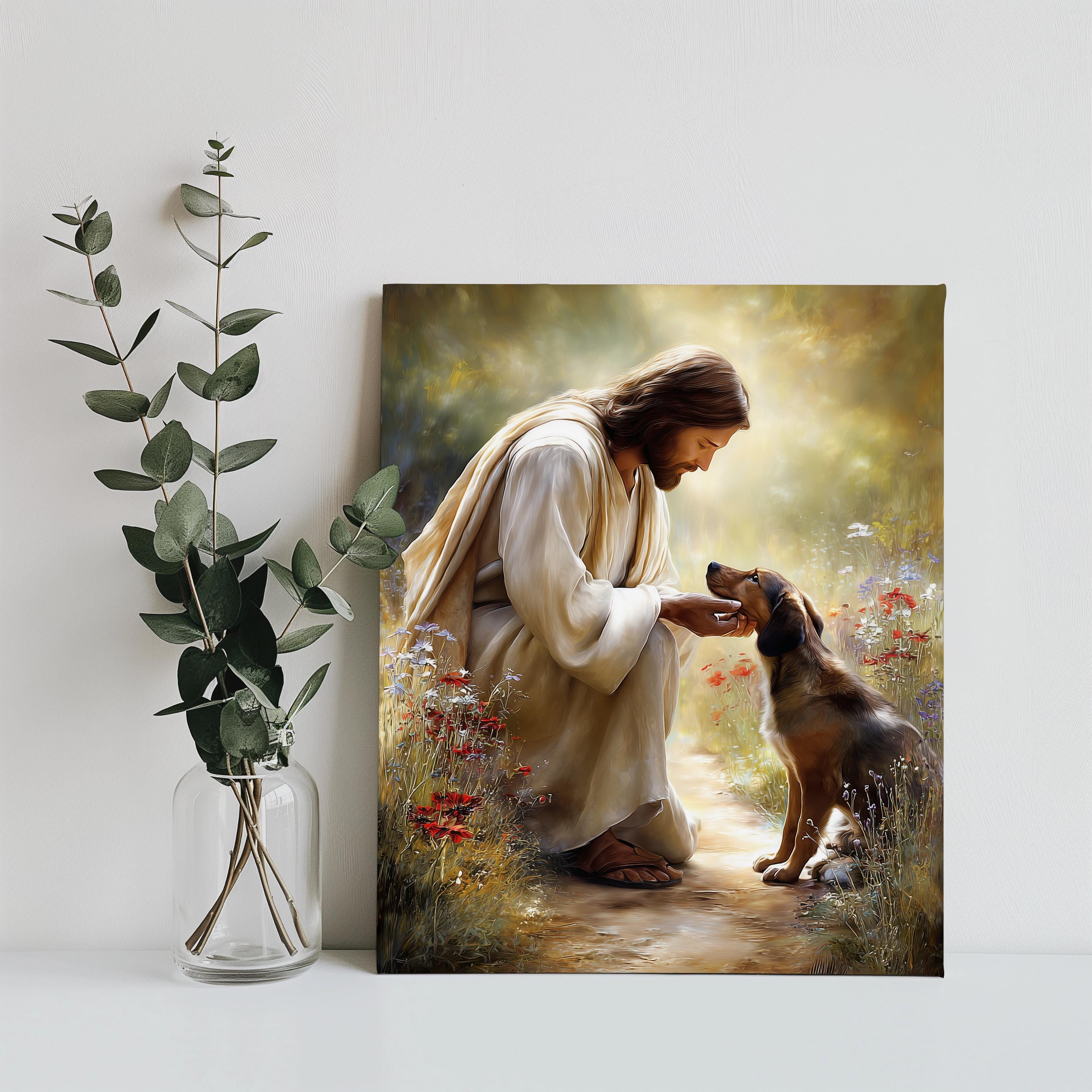 CUSTOM - Jesus With Dog Art Print: Christian Pet Memorial (digital ...