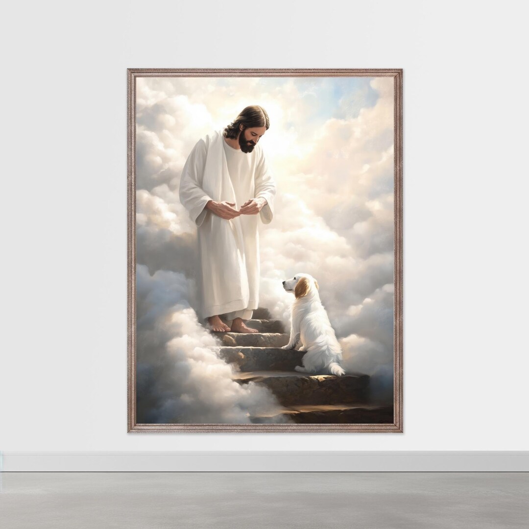 Jesus and Dog 'steps to Heaven' Print: Christian Pet Memorial (digital ...