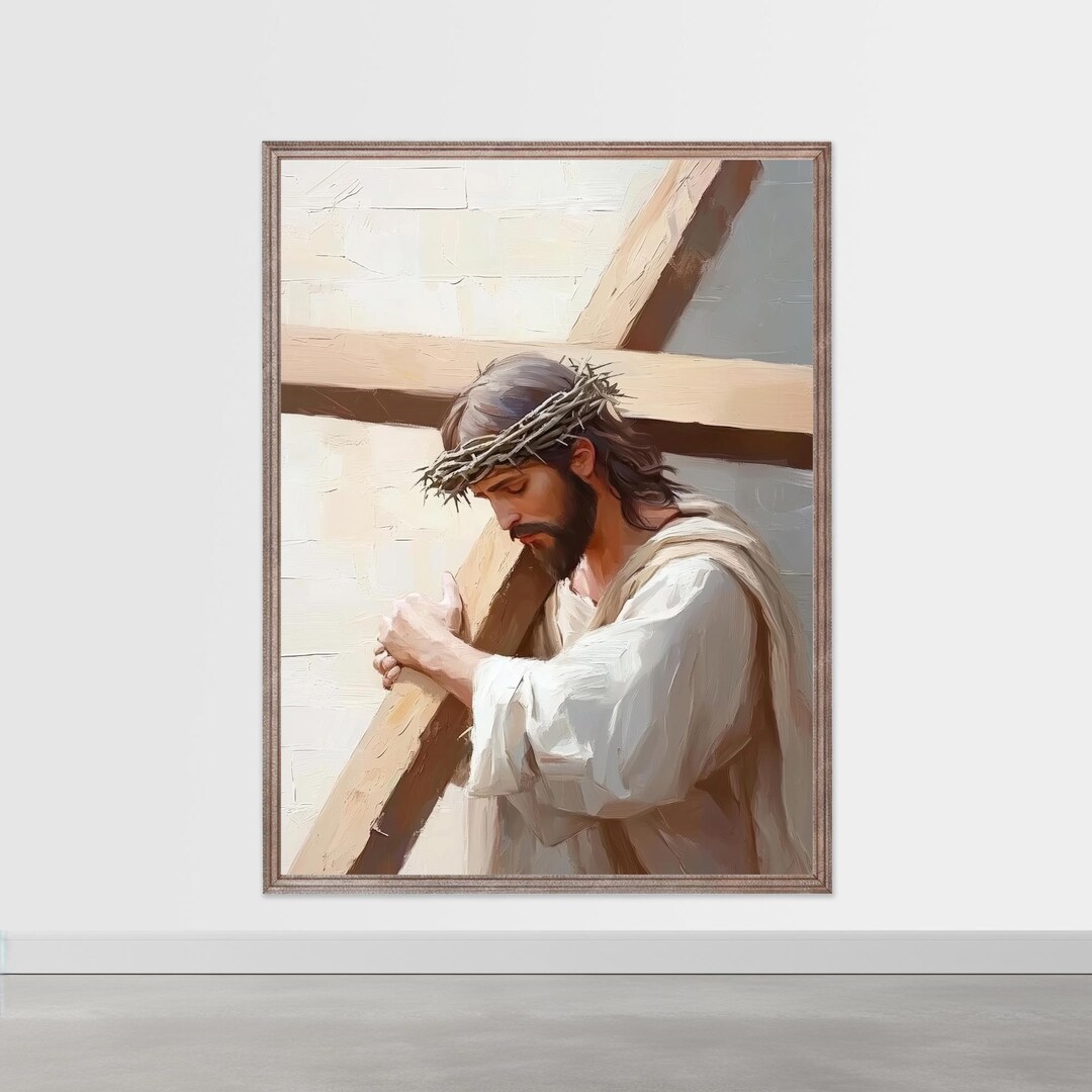 Jesus Carrying Cross Art: Lent Christian Poster (digital Download) - Etsy