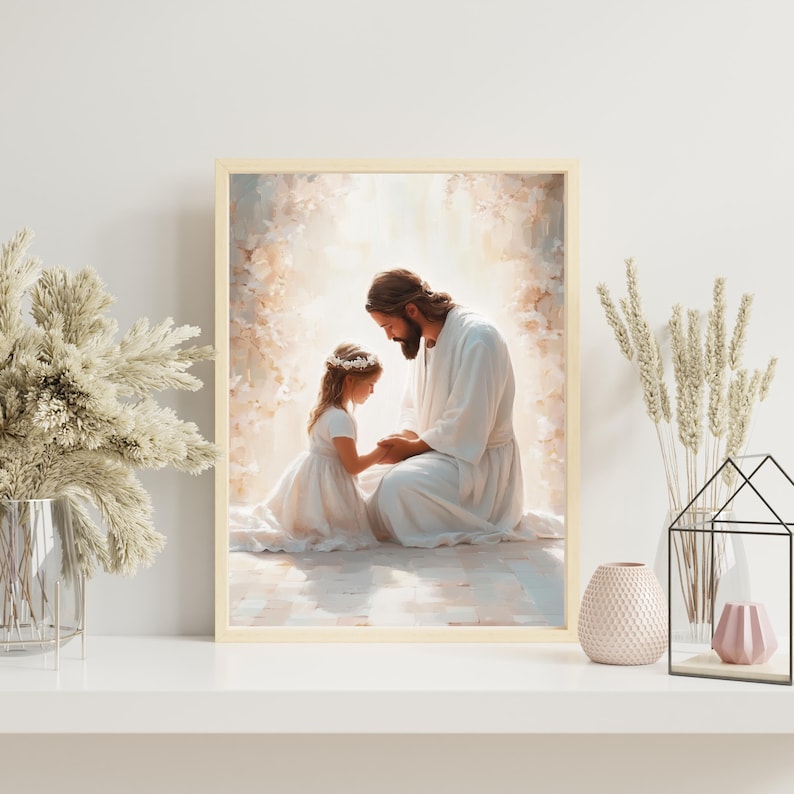Jesus and Little Girl Praying - Modern Christian Art, LDS Painting ...