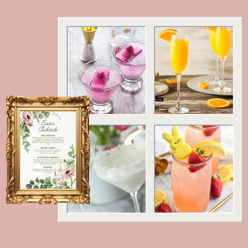 Elegant Easter Menu | Easter Cocktail Menu Template | Editable Design ...