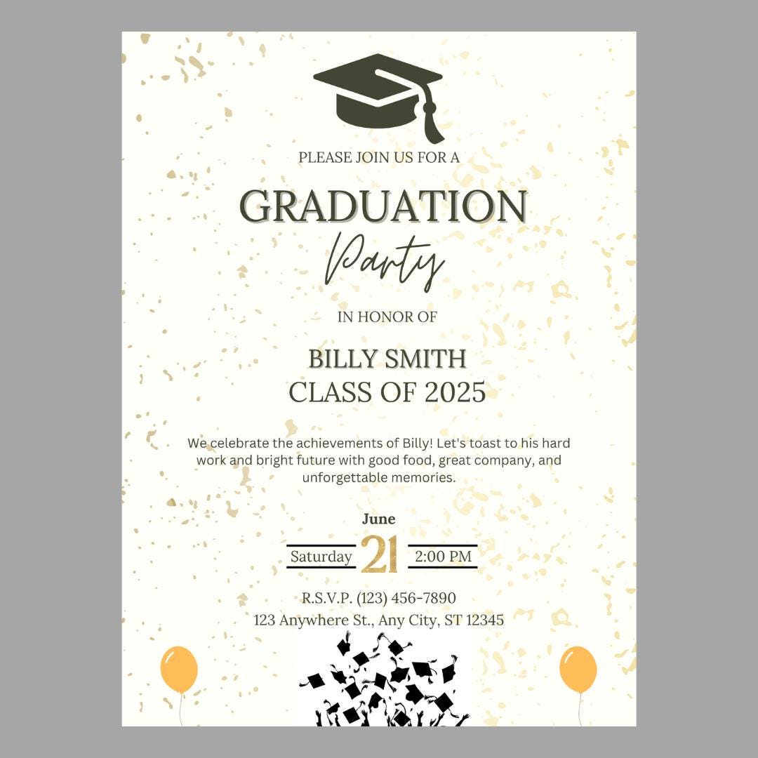 Editable Graduation Party Invitation Template (digital Download) - Etsy