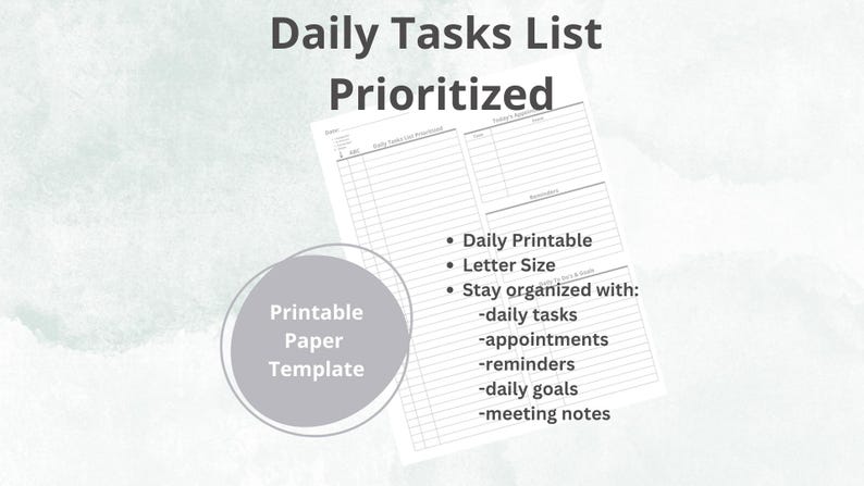 Daily Tasks List Prioritized Template, To-do List, Minimalist, Simple ...