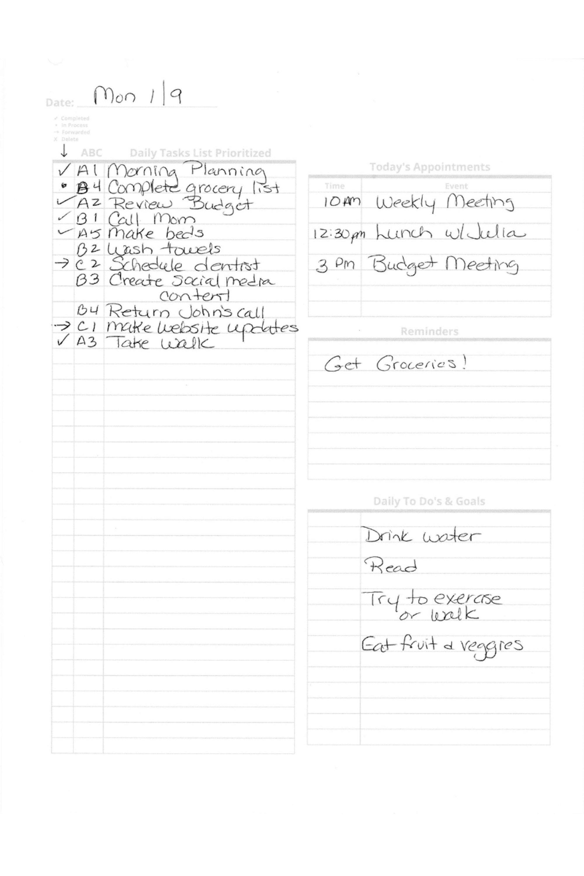 Daily Planner Printable: Minimalist To-do List, Meeting Notes (letter ...