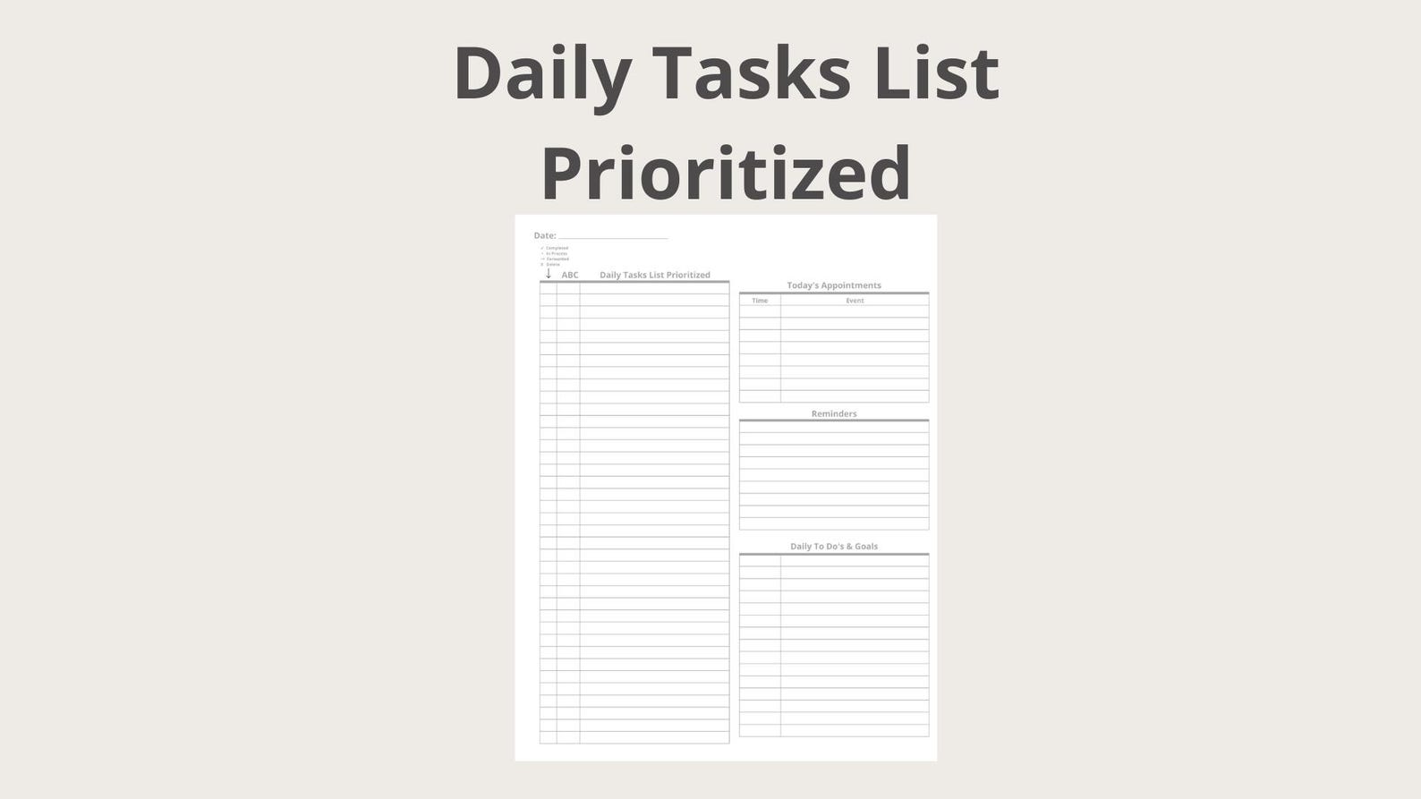 Daily Tasks List Prioritized Template, To-do List, Minimalist, Simple ...