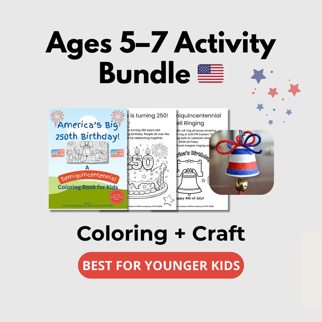 America 250th Kids Activity Bundle Ages 5-7 | 4th of July Coloring Book ...