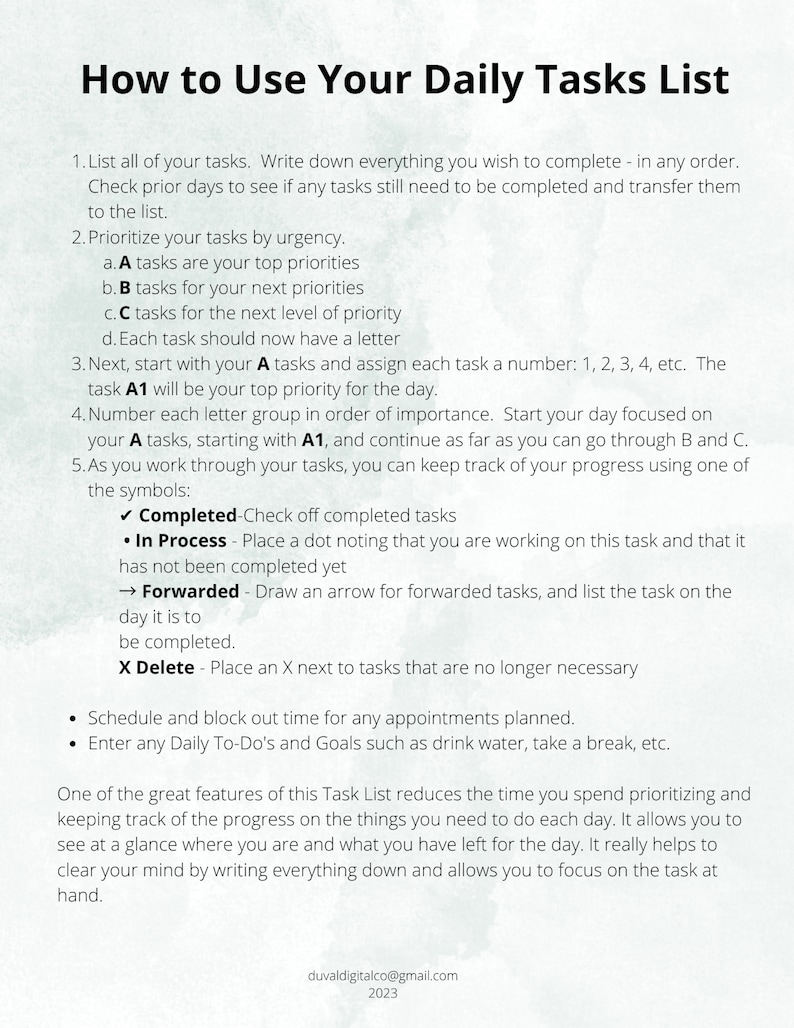 Daily Tasks List Prioritized Template, To-do List, Minimalist, Simple ...