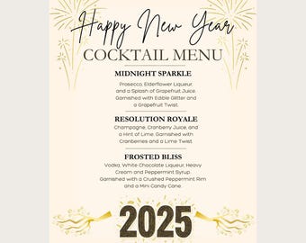 Elegant Winter Cocktail Menu Template | Editable Design | Perfect for ...