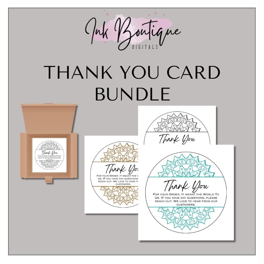 Thank You Card Bundle PNG, Thank You Card for Orders, Packaging Insert ...