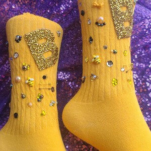 Slouch, Junk, Designer, Custom, Unique, One of a Kind Socks Bees Yellow ...