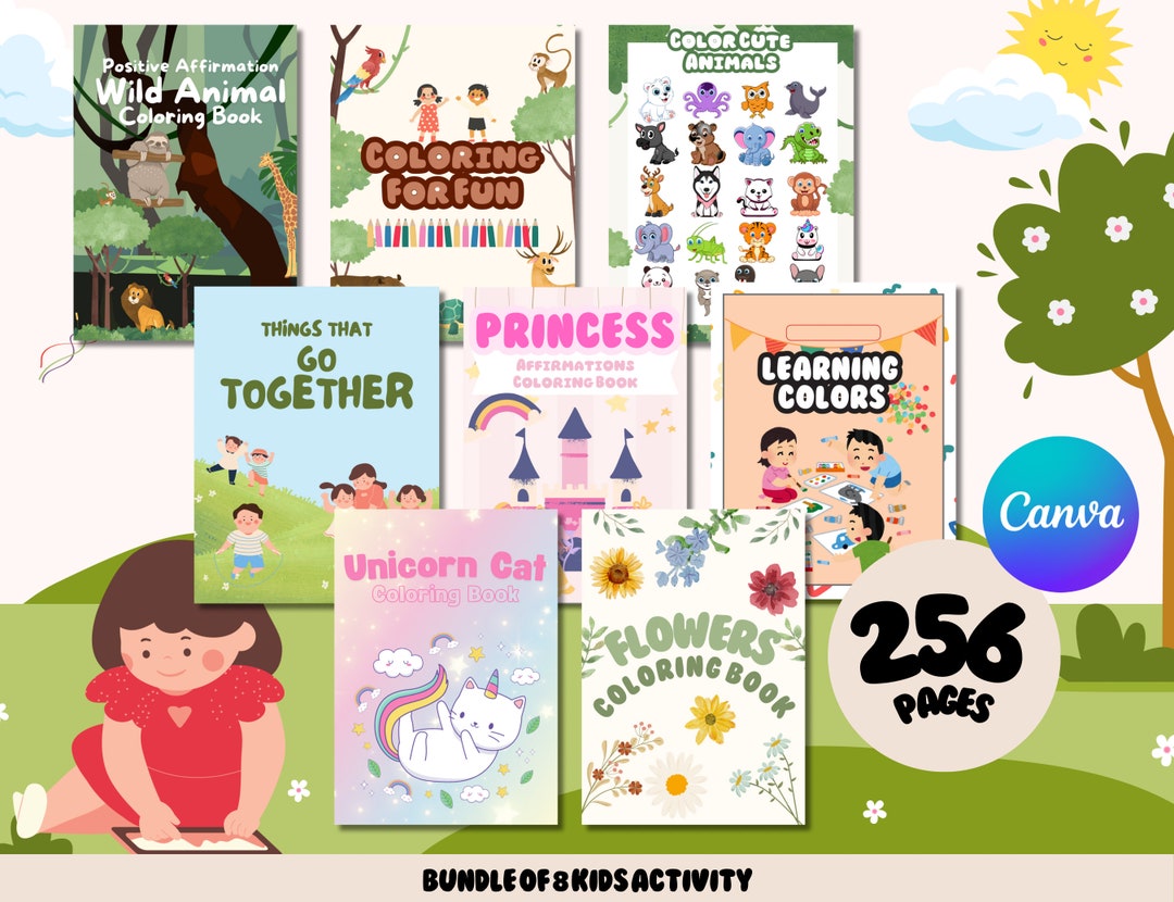 Toddler Activity Book Bundle: 8-in-1 Coloring Pages (canva Editable ...