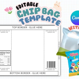 Editable Chip Bag, Chip Bag Template, Chip Bag Packaging Template, 8.5 ...