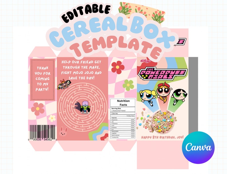 Editable Powerpuff Girls Cereal Box, Fun Cereal Box Template, Kids ...