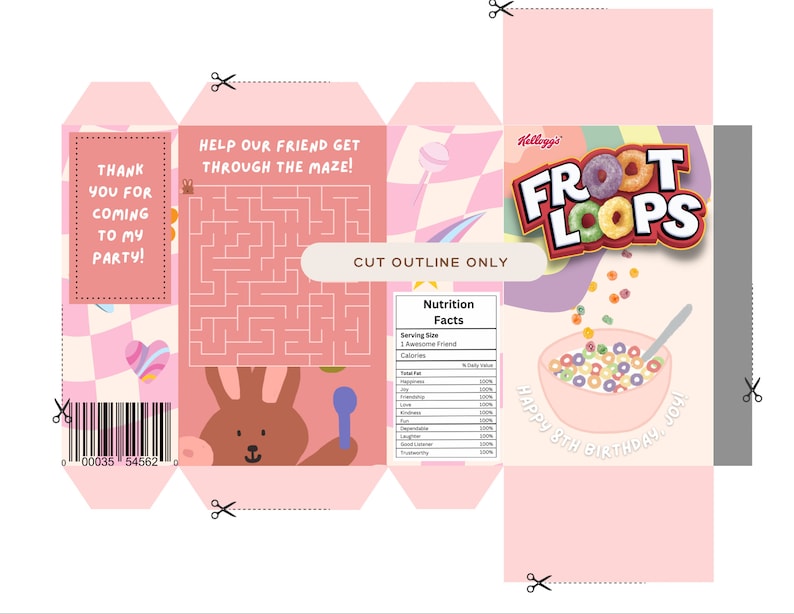 Editable Cereal Box Fun Cereal Box Template Kids Birthday - Etsy México