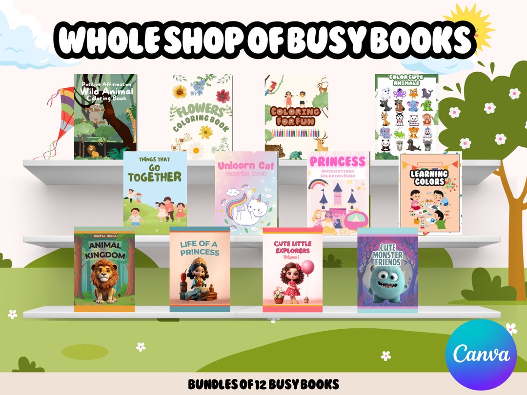12-in-1 Kids' Busy Books Bundle: Coloring & Storybooks (digital ...