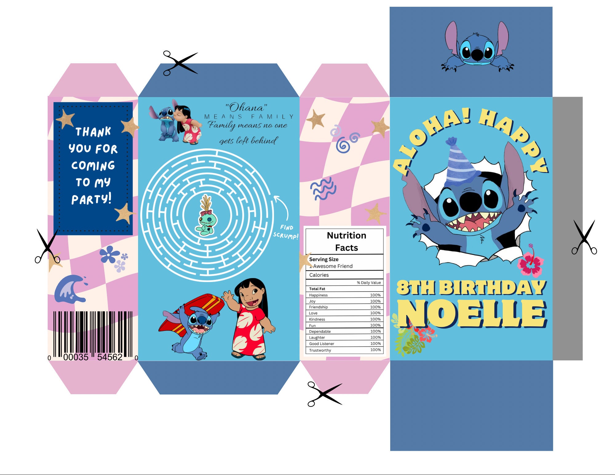 Editable Lilo and Stitch Cereal Box Template: Kids Birthday Party ...