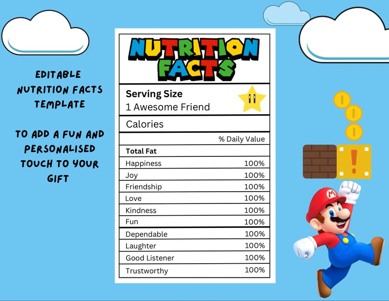 Editable Super Mario Cereal Box Template: Kids Birthday Party Favor - Etsy