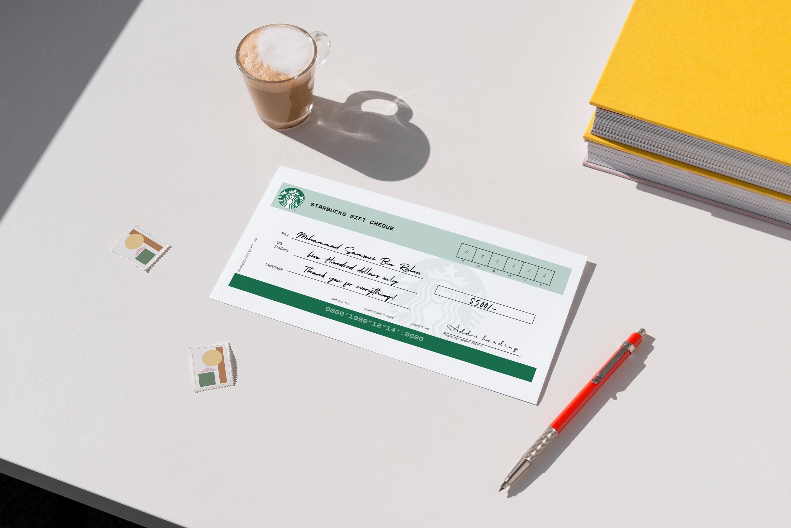 Editable Starbucks Gift Cheque, Staff Appreciation, Wedding Favors ...