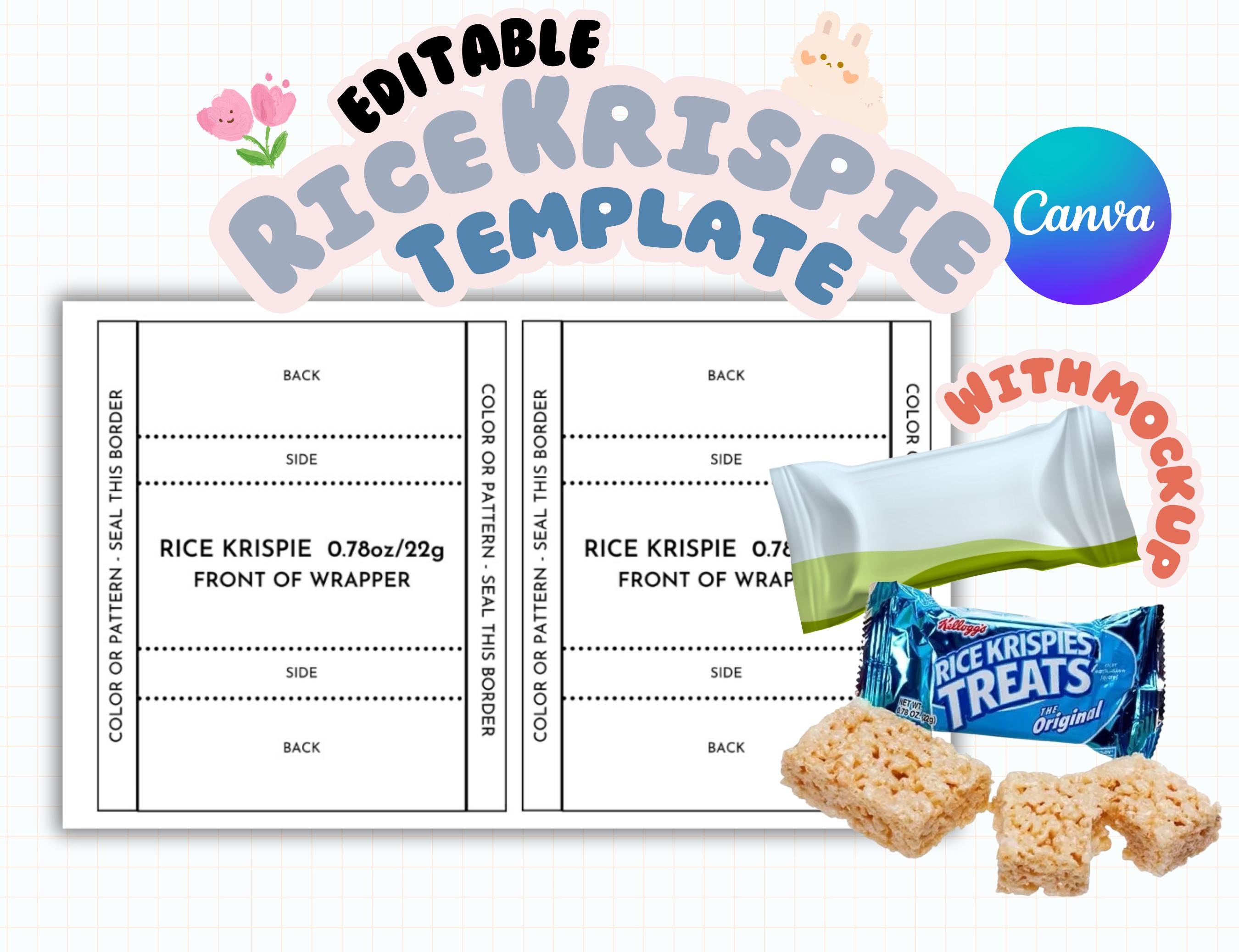 Editable Rice Krispies Treat Template: Printable Packaging (8.5 X 11 ...