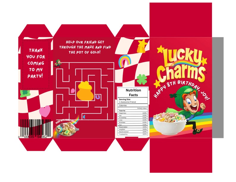 Editable Lucky Charms Cereal Box Template: Kids Birthday Party (canva ...
