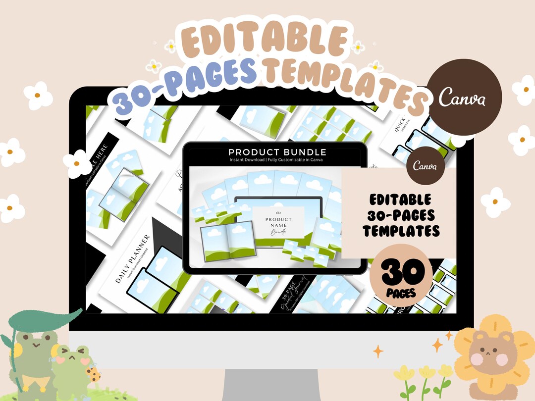 30 Digital Product Shop Listing Mock-up Photo Template, Editable Canva ...