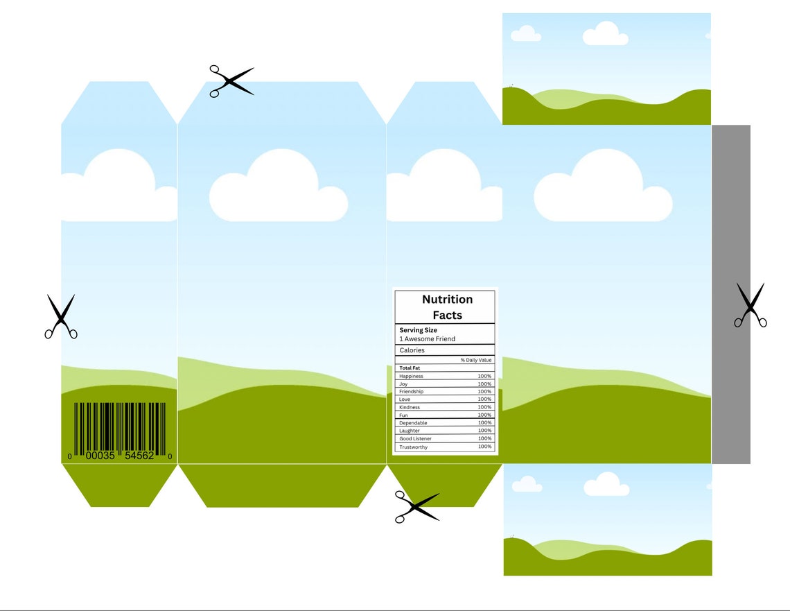 Editable Cereal Box Template: Printable Gift Box (8.5 X 11 Sheet) - Etsy